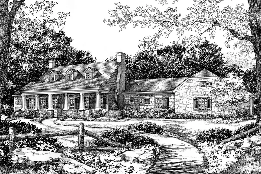 Woodlands Cottage Plan | 4-Bedroom Single-Story Home Design